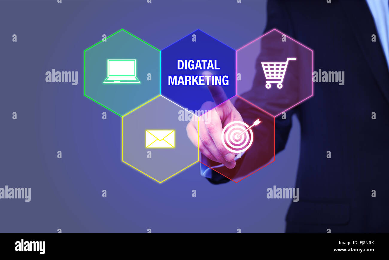 Interactive digital marketing channels illustration Stock Photo - Alamy
