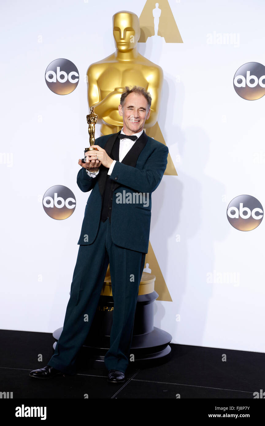 Hollywood, California. 28th Feb, 2016. Mark Rylance, winner of the ...