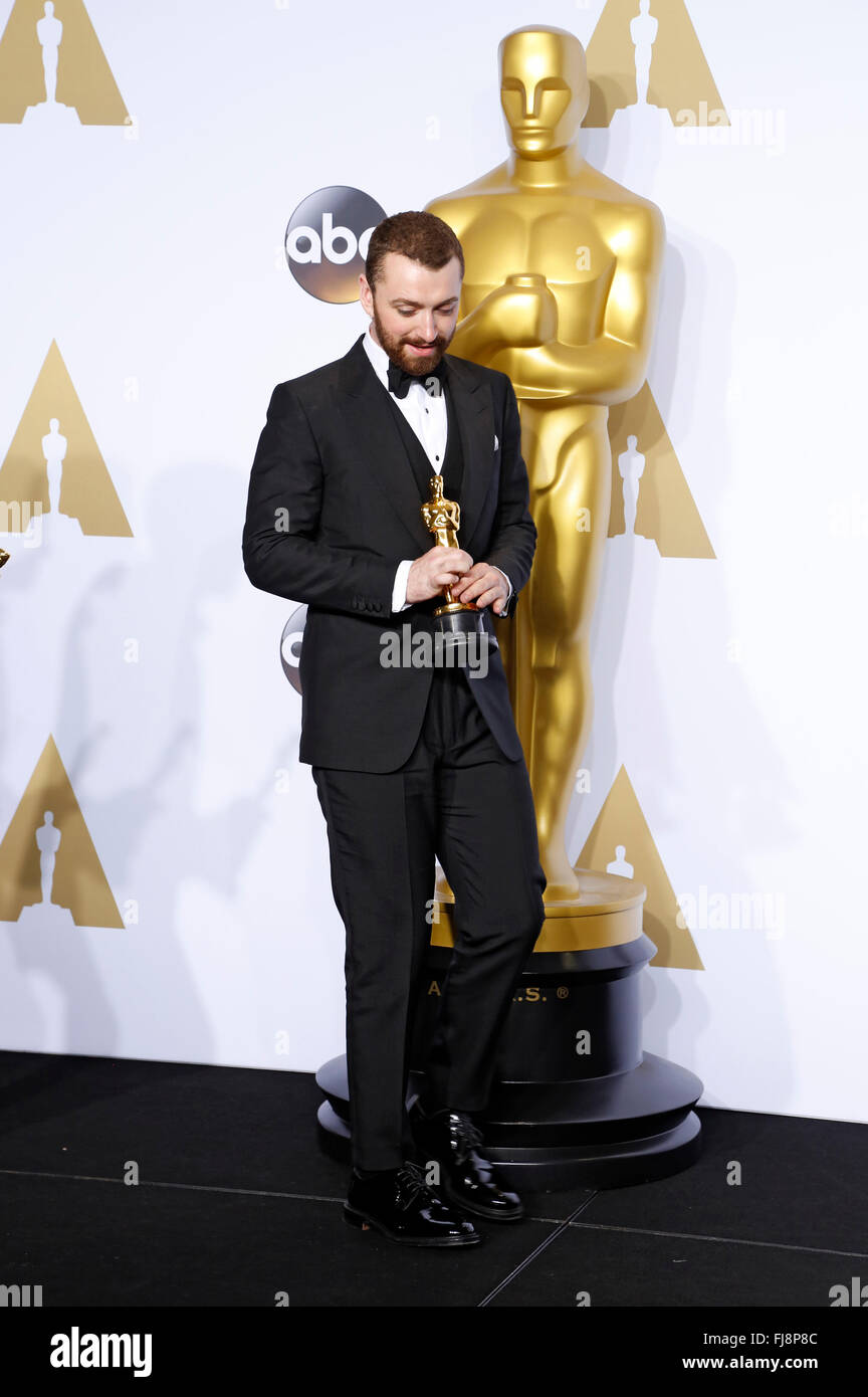 Hollywood, California. 28th Feb, 2016. Singer-songwriter Sam Smith ...
