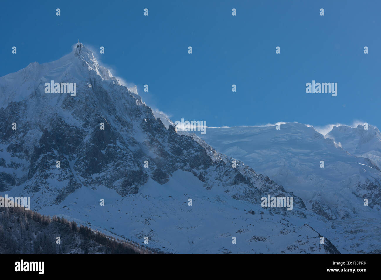 French alps mountain peaks covered with fresh snow. Winter landscape ...
