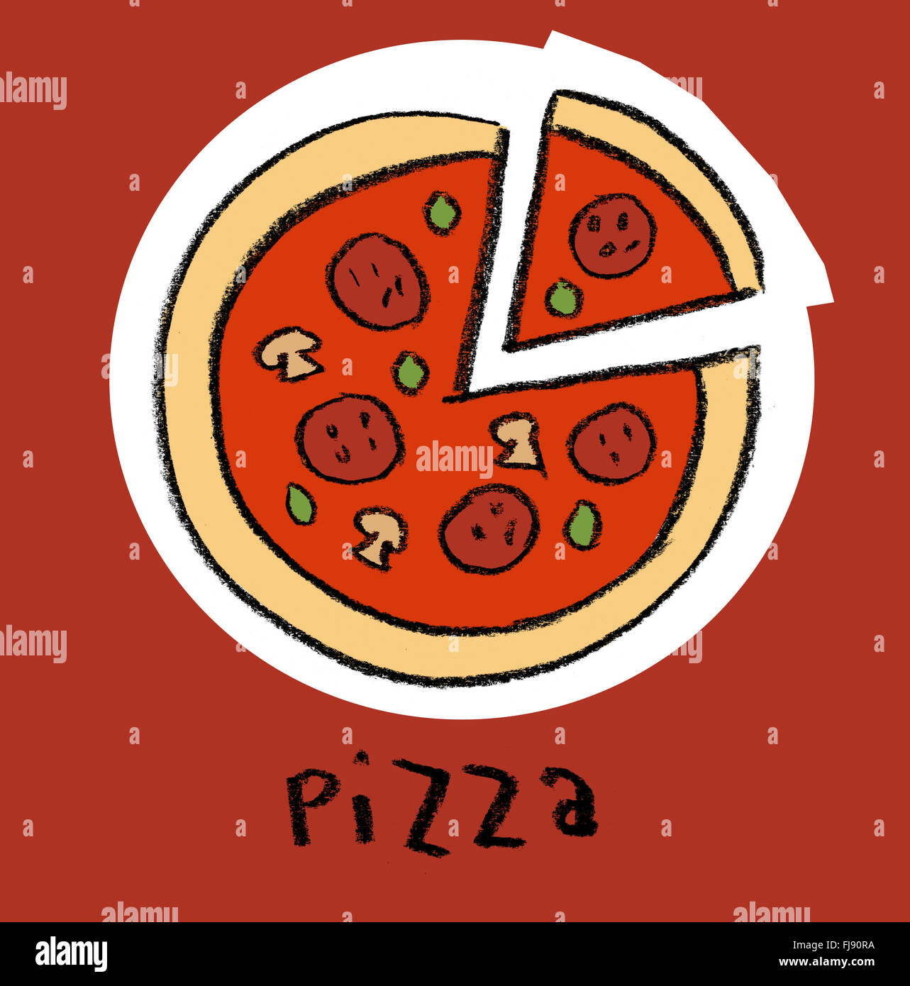 Pizza on red background Stock Photo - Alamy