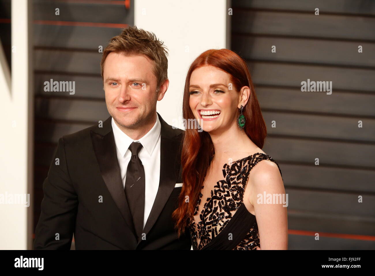 Chris Hardwick and Lydia Hearst-Shaw attend the Vanity Fair Oscar Party ...
