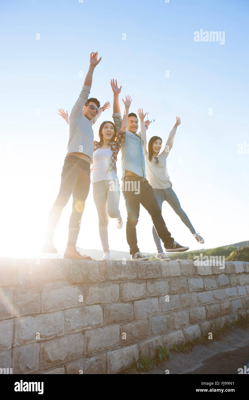 Happy Chinese friends Stock Photo - Alamy