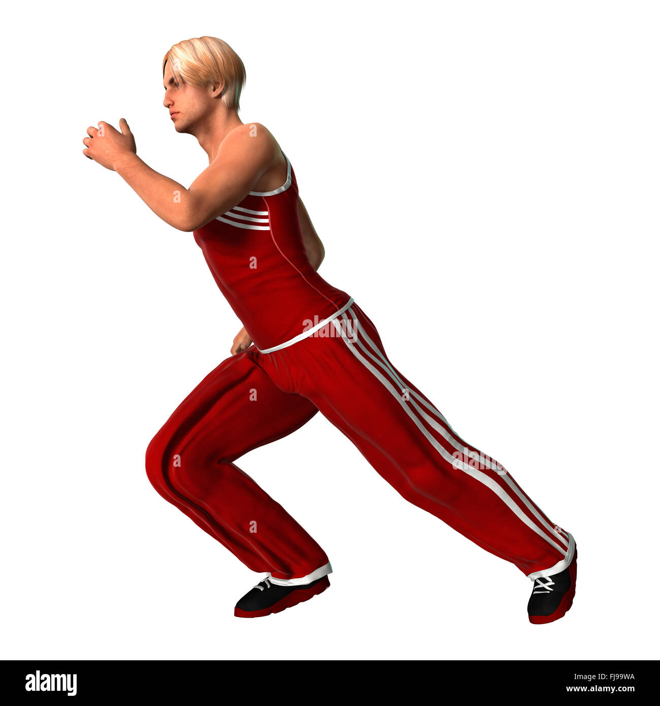 3D digital render of a young man running isolated on white background ...