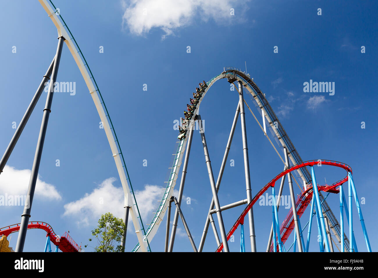 Roller Coaster in Amusement Entartainment Theme Park Stock Photo - Alamy