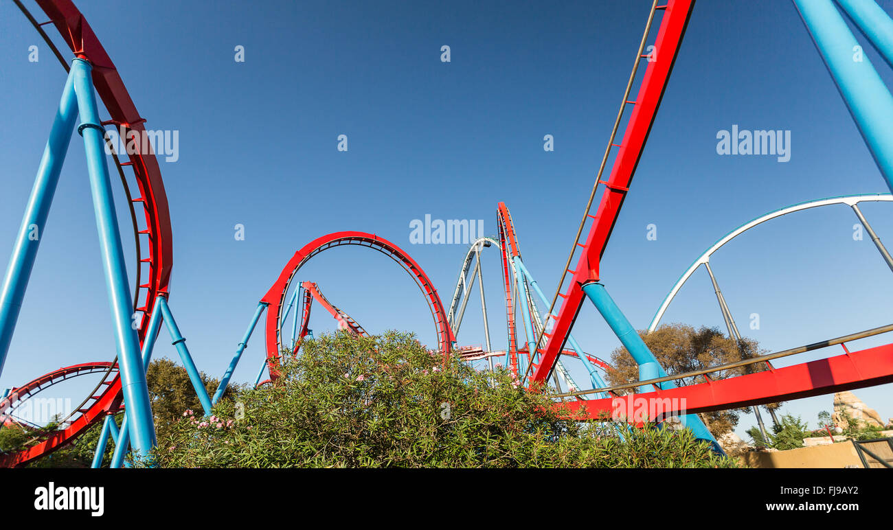 Roller Coaster in Amusement Entartainment Theme Park Stock Photo - Alamy