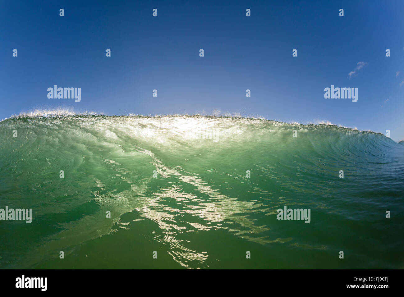 Ocean wave swimming inside closeup photo of curling crashing scenic ...