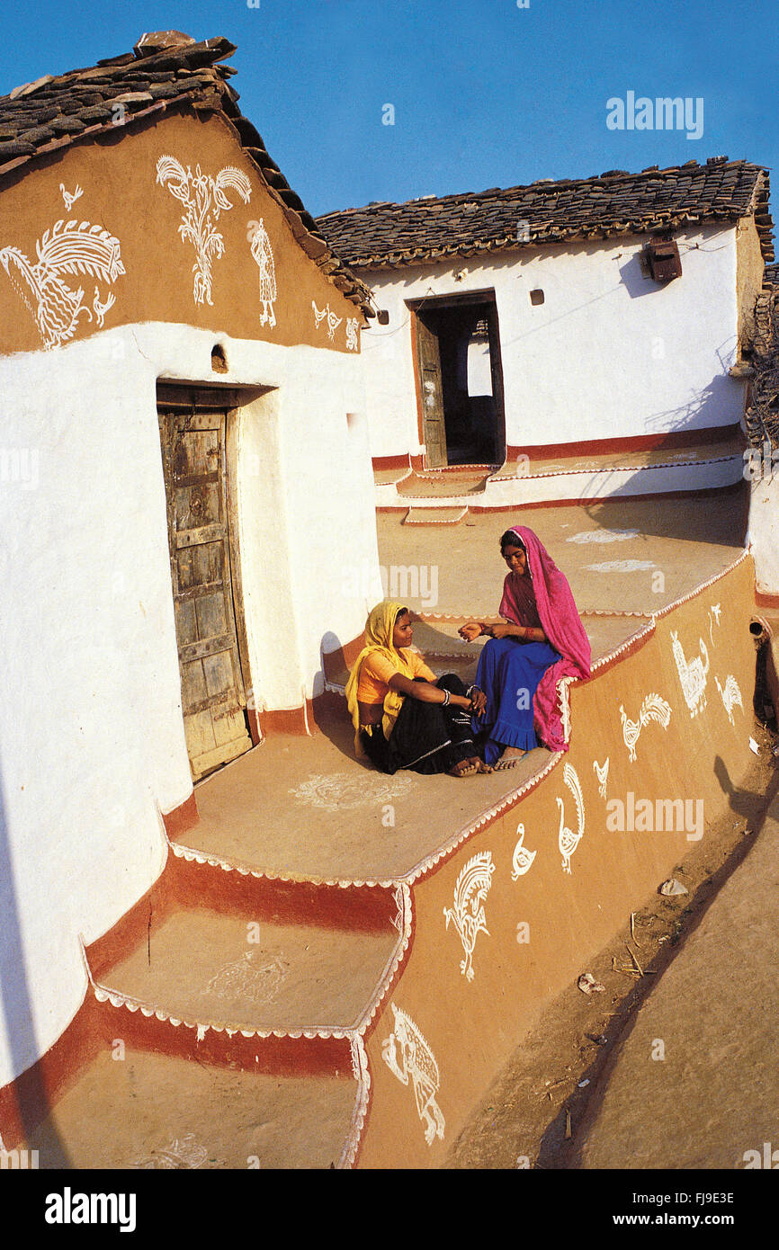 Painted mud house, rajasthan, india, asia Stock Photo - Alamy