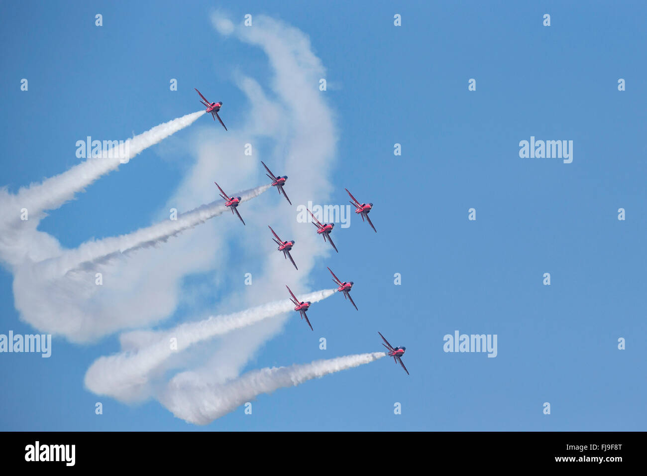 Royal Air Force (RAF) formation aerobatic display team the Red Arrows ...