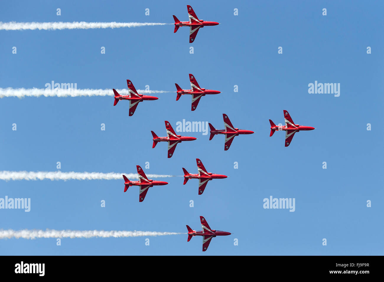 Royal Air Force (RAF) formation aerobatic display team the Red Arrows ...