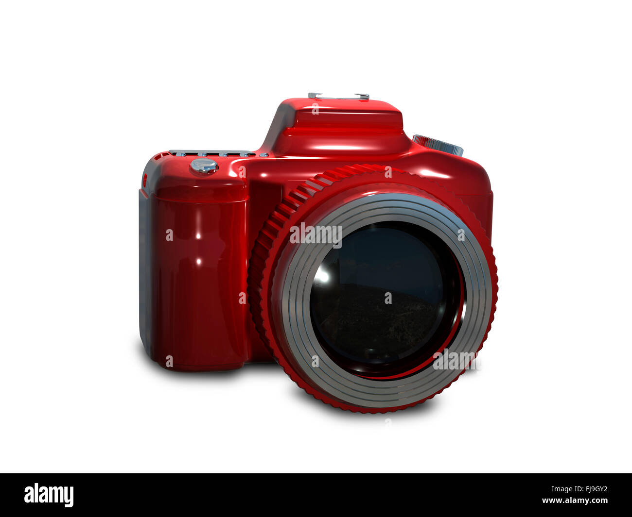 Illustration red camera on a white background Stock Photo - Alamy