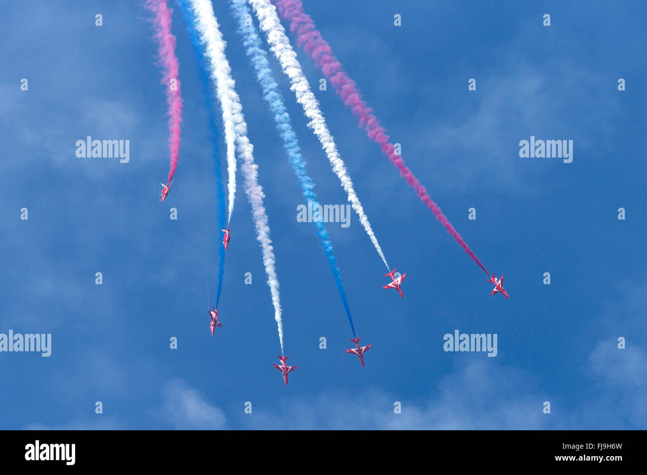 Royal Air Force (RAF) formation aerobatic display team the Red Arrows ...