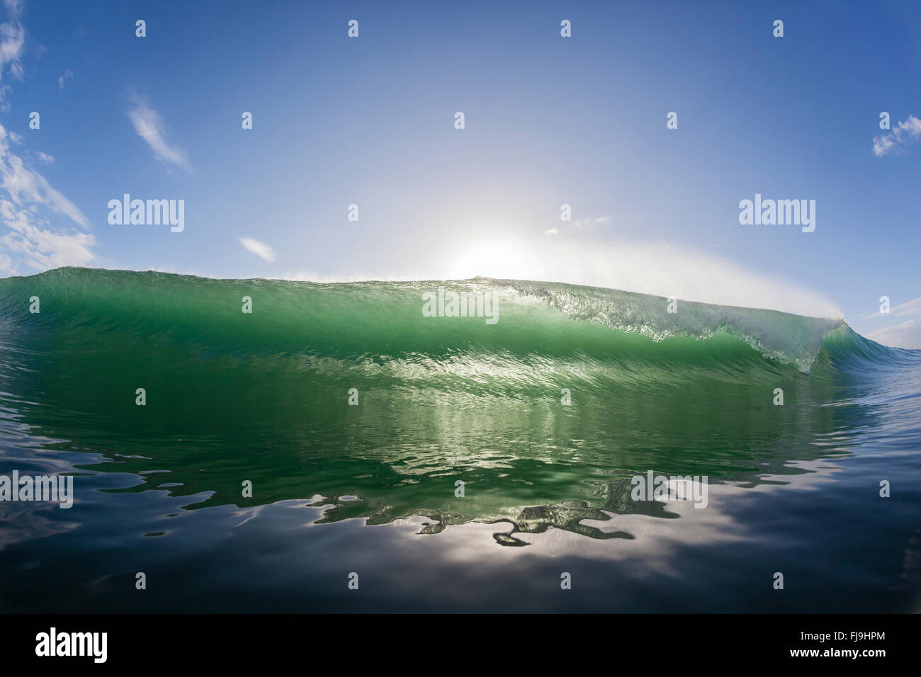 Ocean wave swimming inside closeup photo of curling crashing scenic ...