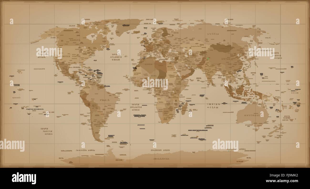 Vintage world map hi-res stock photography and images - Alamy
