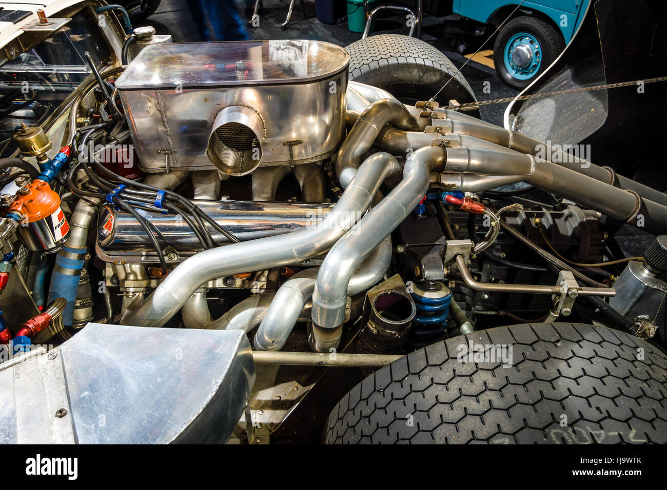 Engine of a high performance American-British endurance racing car Ford ...