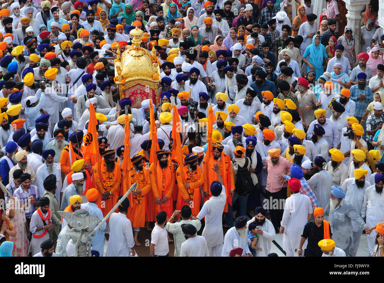 Devotees carrying palanquin, golden temple, amritsar, punjab, india ...