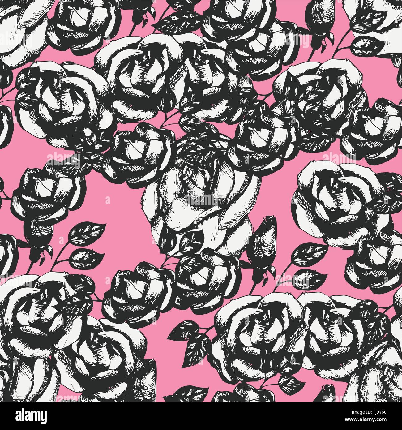 Vintage black and white rose pattern Stock Vector Image & Art - Alamy