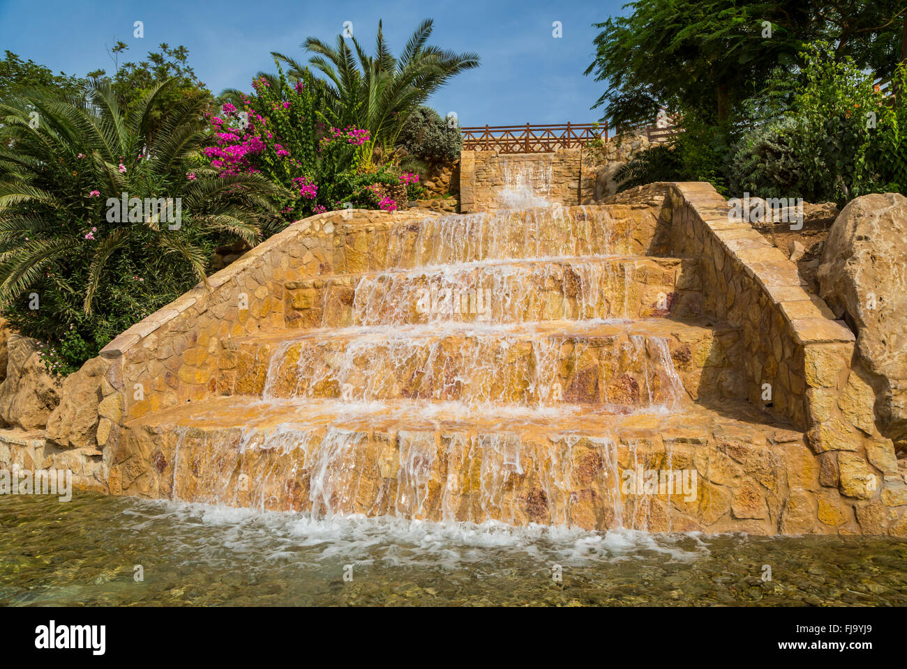An artificial decorative waterfall at the Marriott Hotel resort on the ...