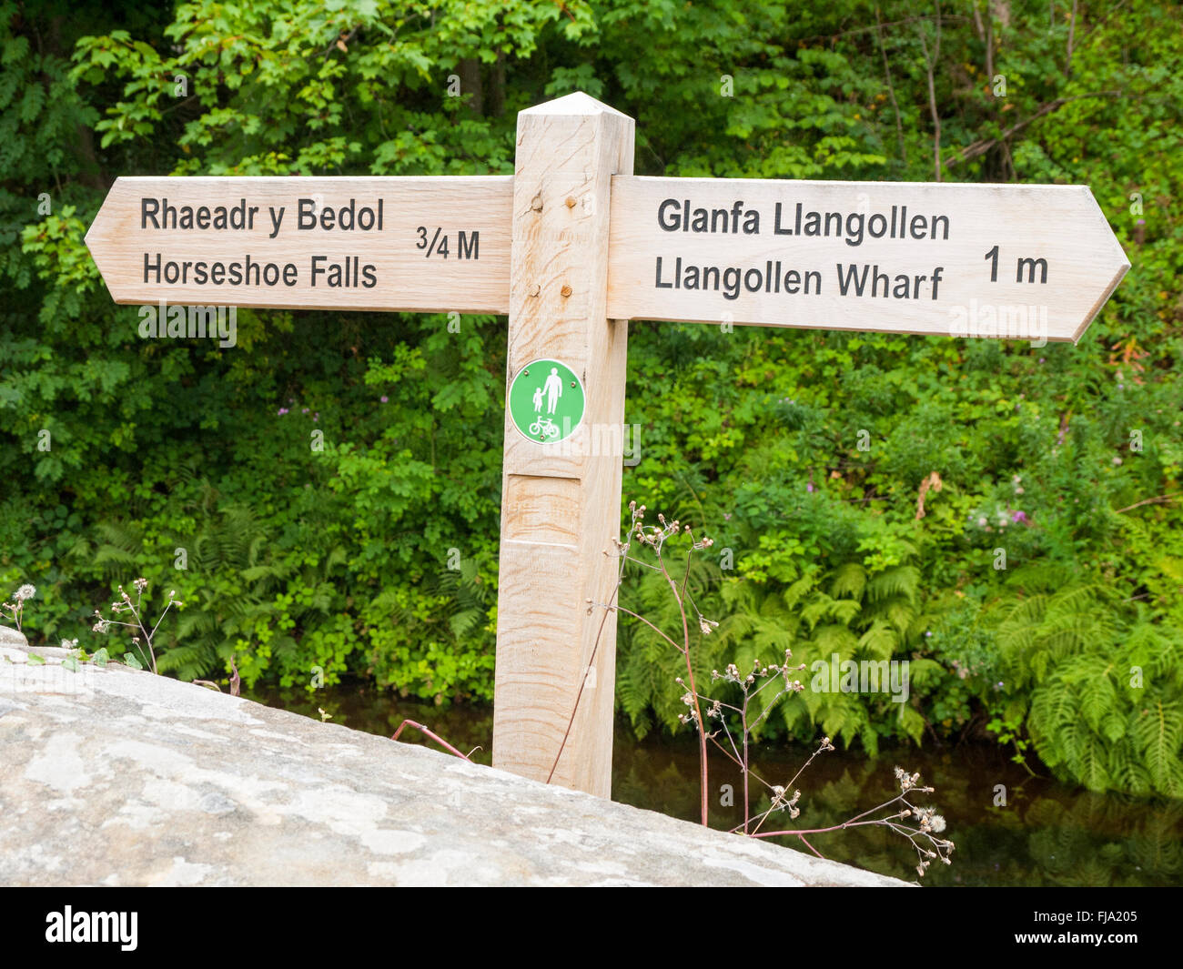Signpost on the Llangollen Canal in Denbighshire Wales UK Stock Photo ...