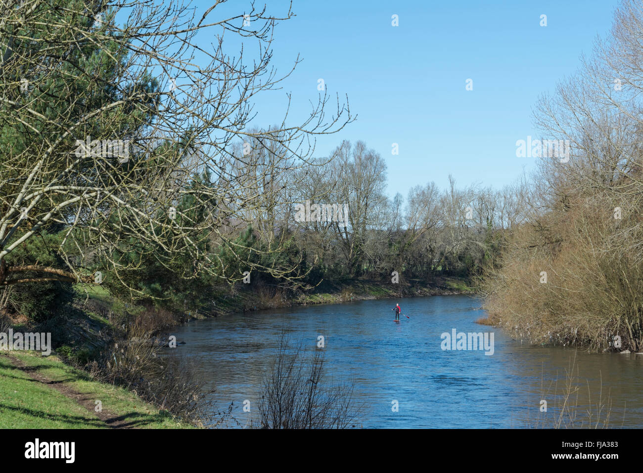 Man on a paddle board in the River Taff, Cardiff Stock Photo - Alamy