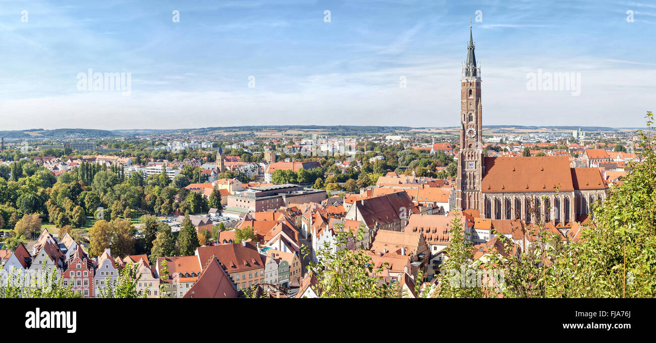 Panoramic aerial view of Landshut with St. Martin Church, Bavaria ...