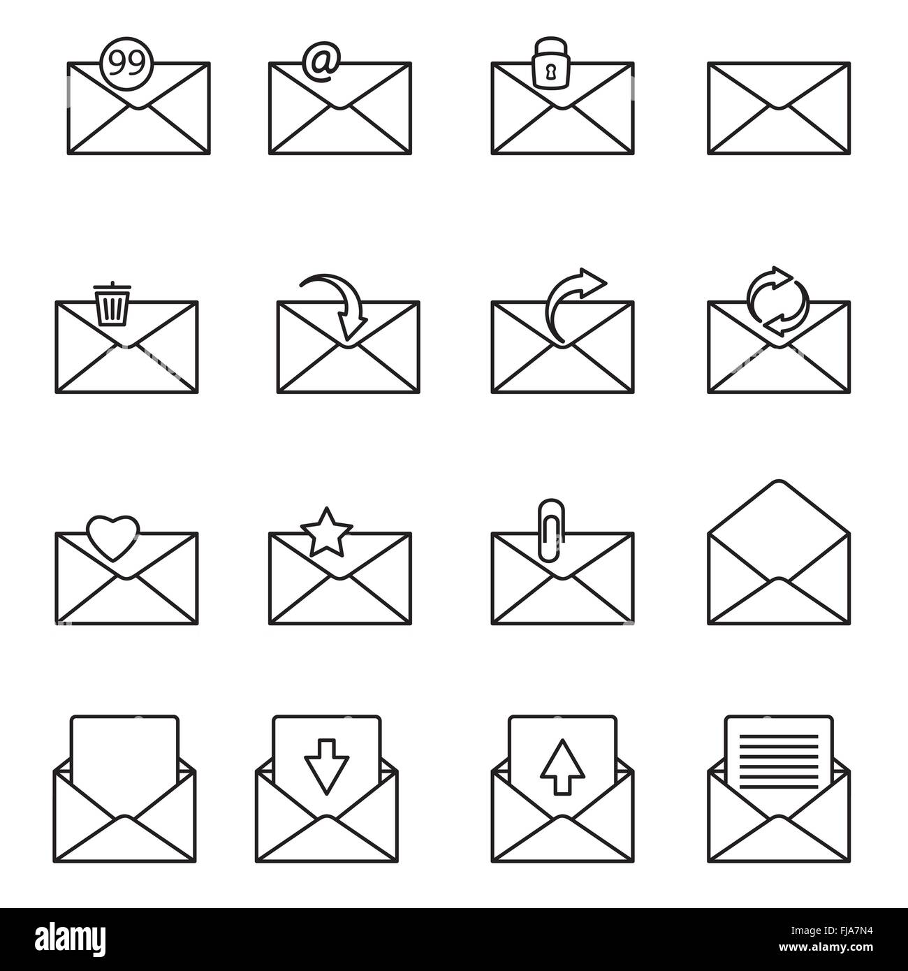 Mail icons, thin line design Stock Vector Image & Art - Alamy
