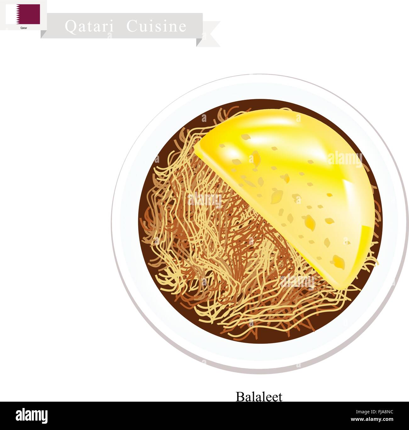 Qatari Cuisine, Balaleet or Sweet Saffron Noodles Served with Savory ...