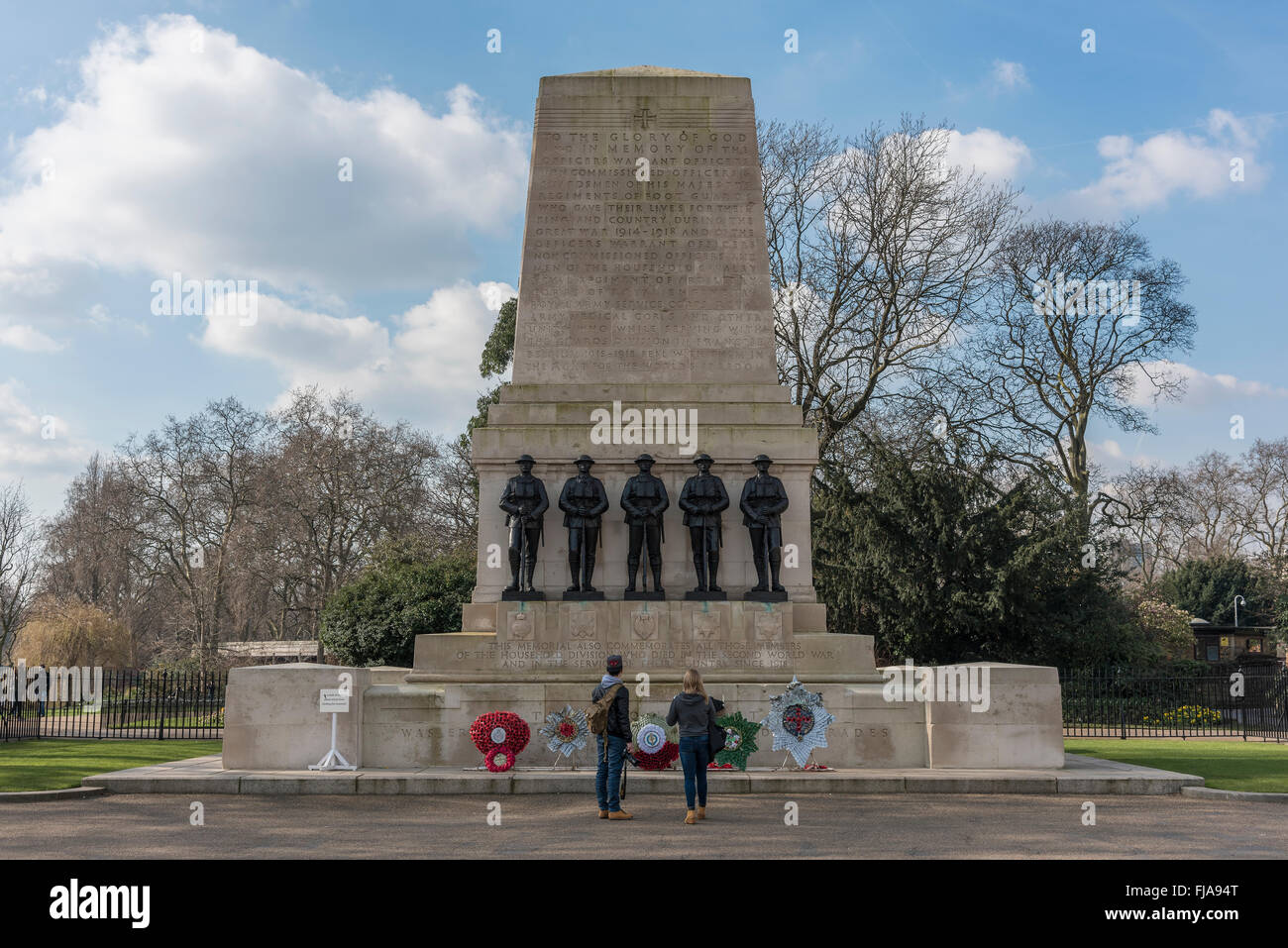 Two people at the Guards Memorial, also known as the Guards Division ...