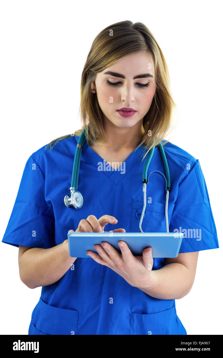 Nurse using tablet Stock Photo - Alamy