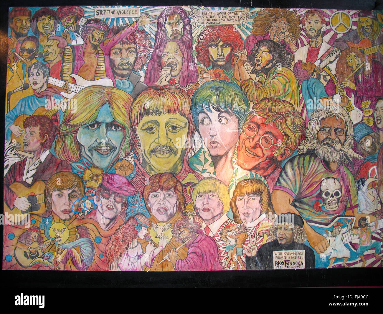 A mural featuring iconic Rock and Roll stars Stock Photo - Alamy