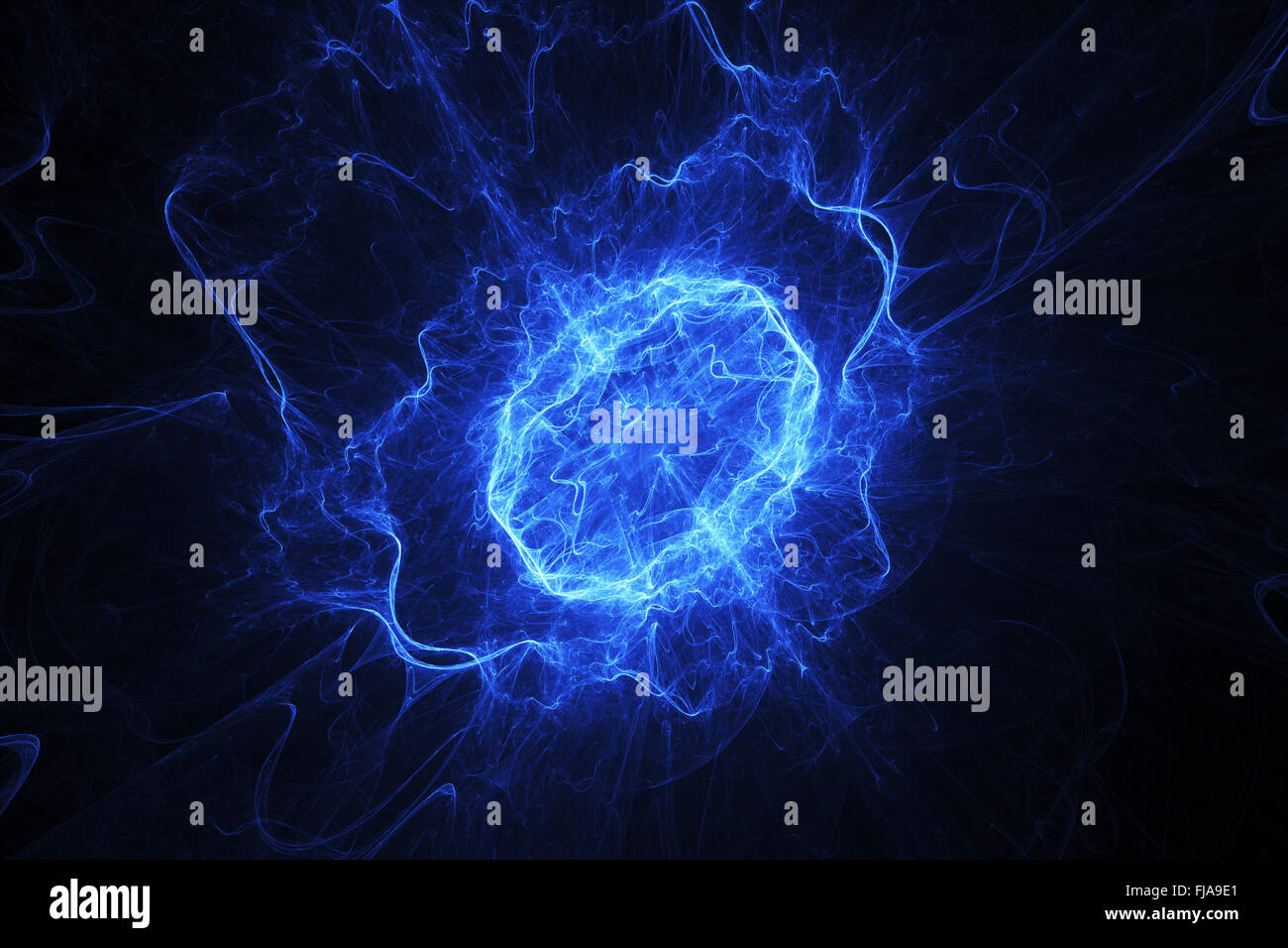 Blue energy oval shape, fractal background Stock Photo - Alamy