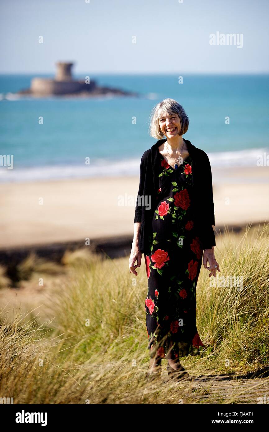 Portrait of an elderly lady enjoying retirement on the island of Jersey ...