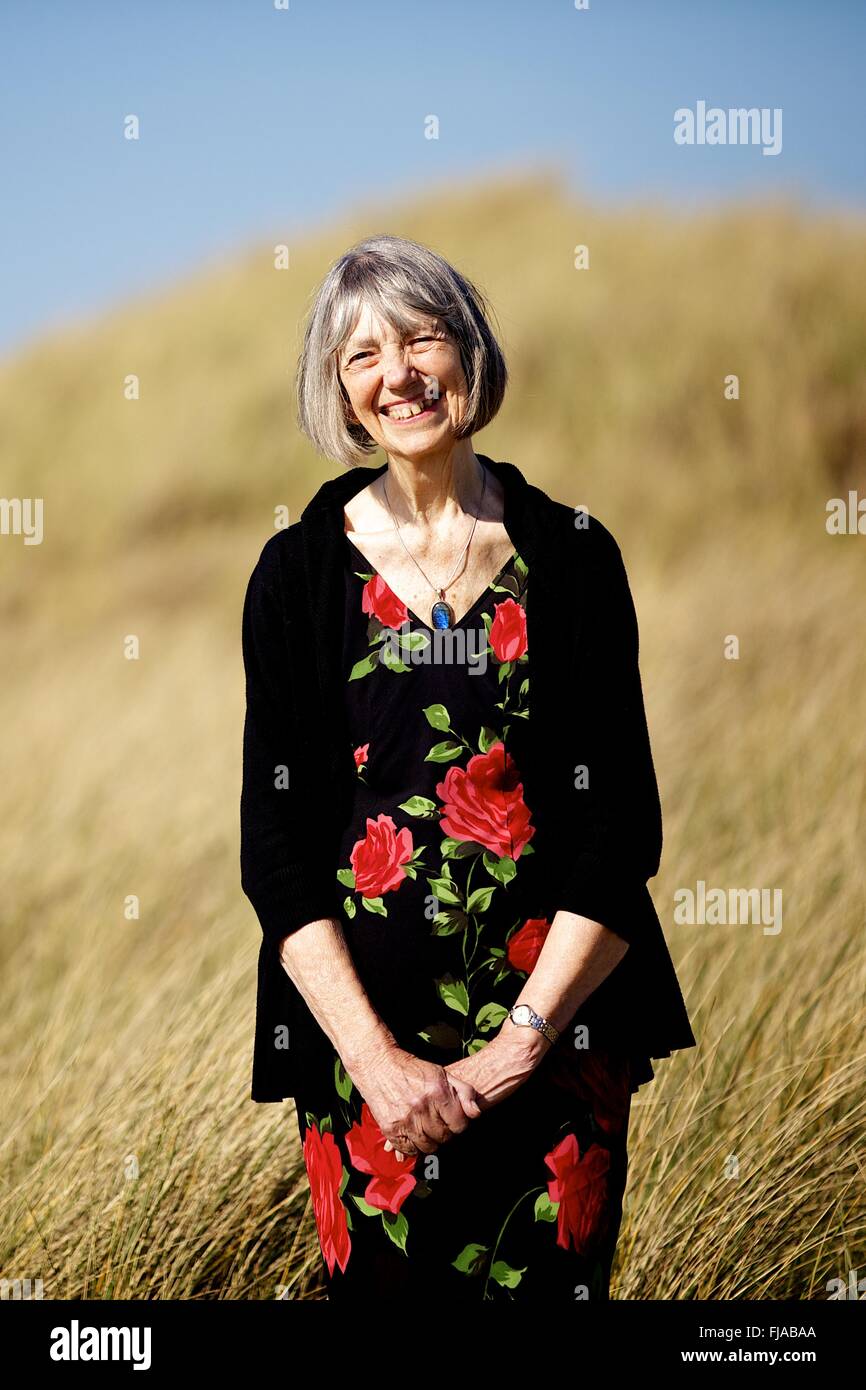 Portrait of an elderly lady enjoying retirement on the island of Jersey ...