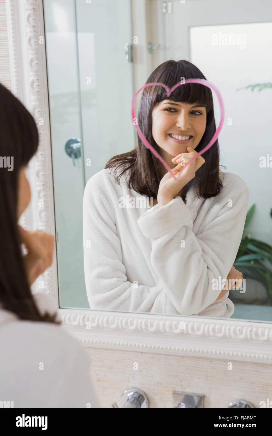 Beautiful young woman reflection in mirror Stock Photo - Alamy