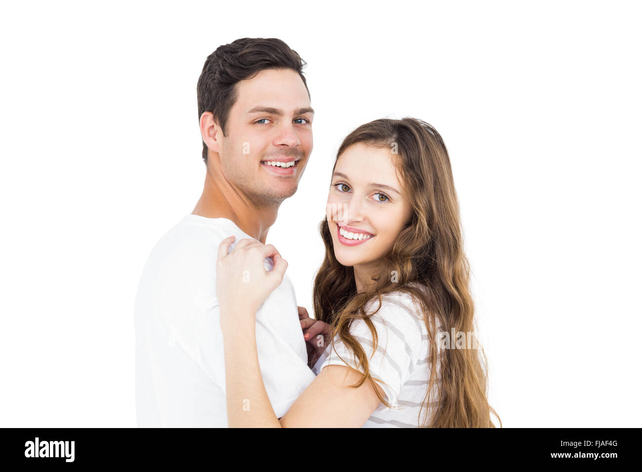 Rear view of a couple hugging Stock Photo - Alamy