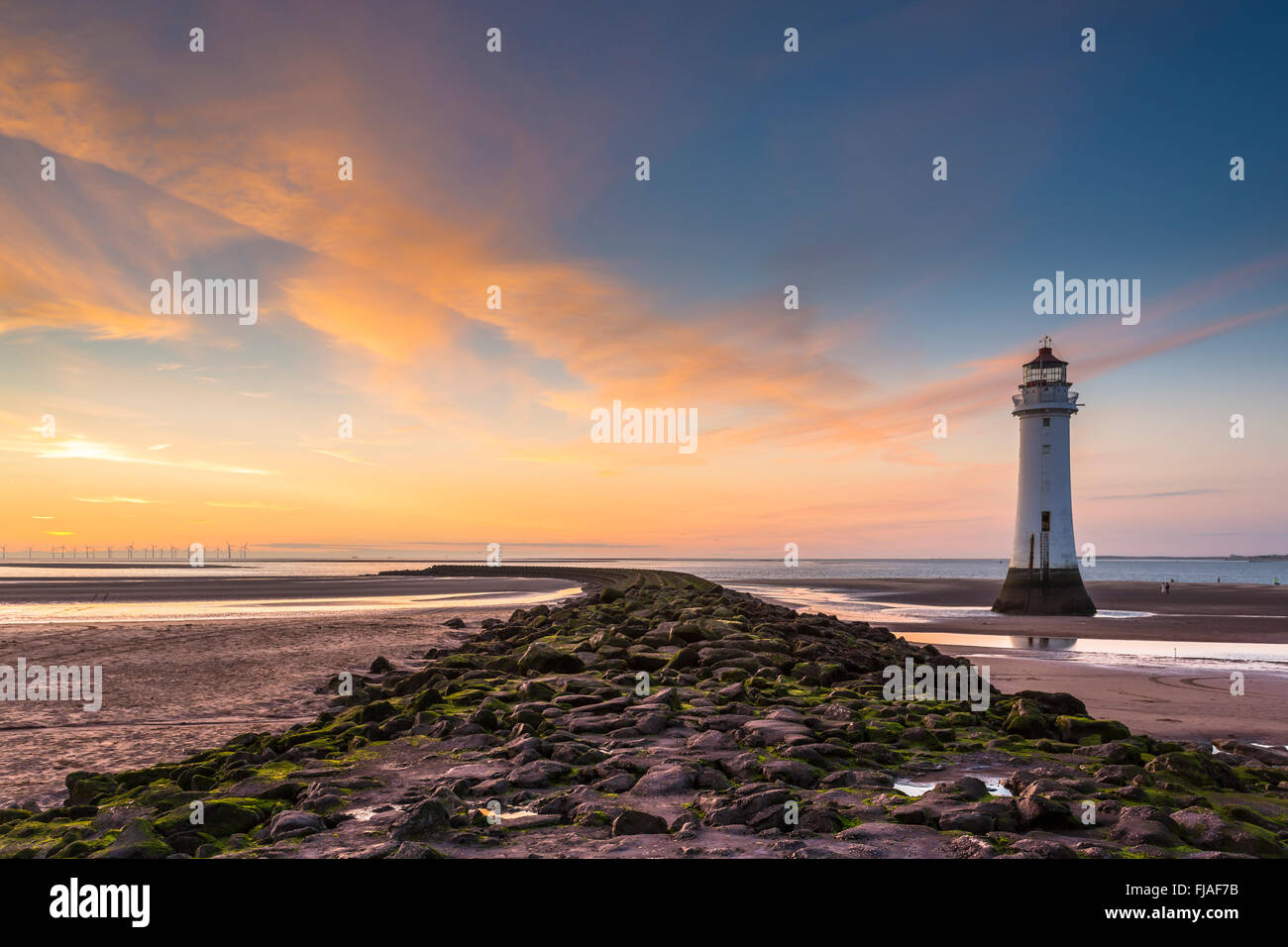 Perch Rock Lighthouse at sunset Stock Photo - Alamy