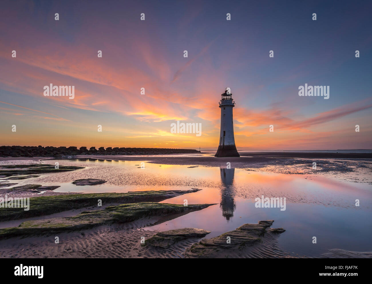 Perch Rock Lighthouse at sunset Stock Photo - Alamy