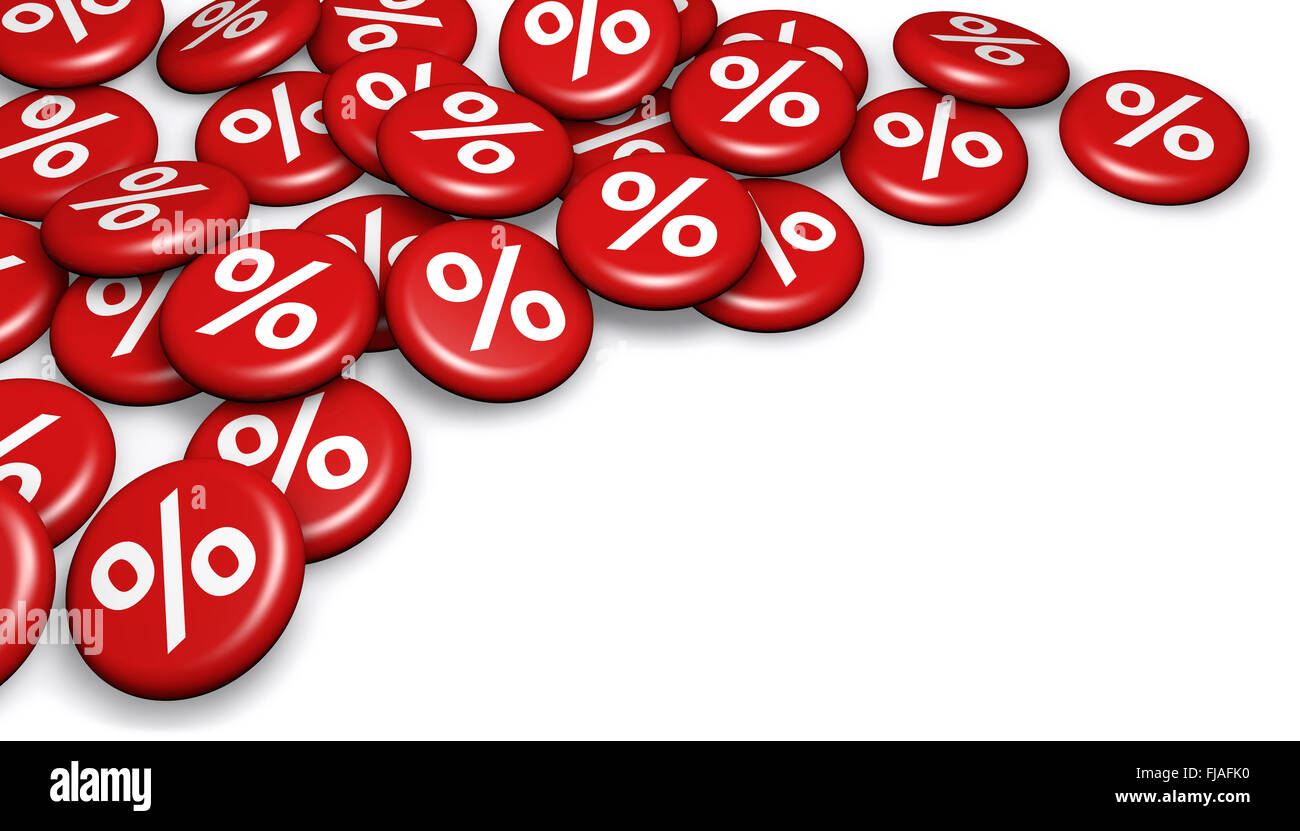 Shopping sale, discount and promo concept with red badges and percent ...