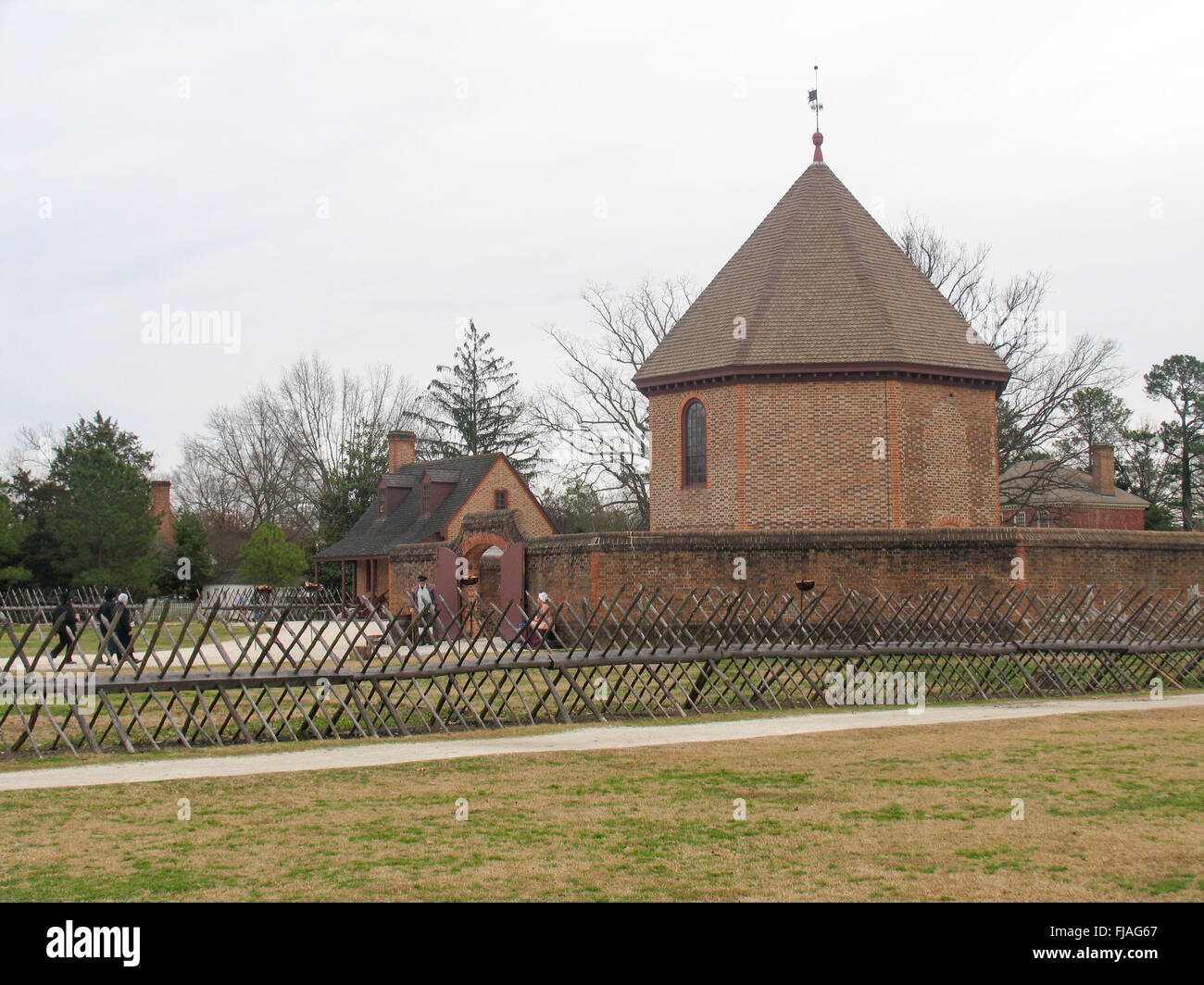 Octagonal magazine tower in Colonial Williamsburg, Virginia Stock Photo ...