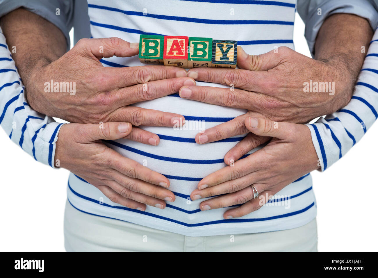 Pregnant woman with baby cubes Stock Photo - Alamy
