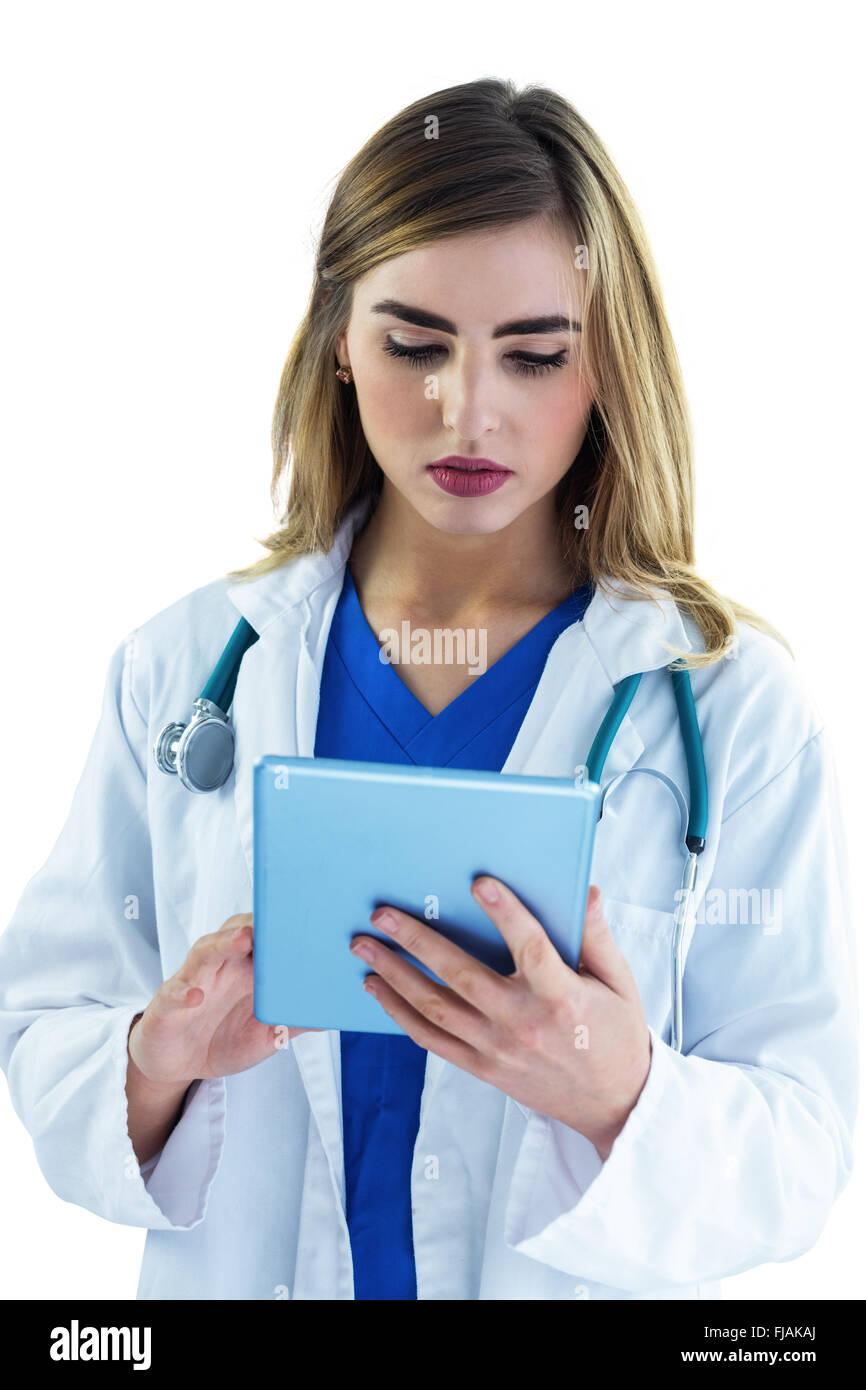 Doctor using tablet Stock Photo - Alamy