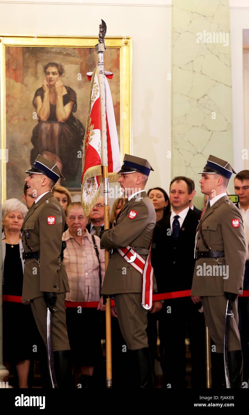 Polish soldiers carry in the Polish army flag during celebrations in ...