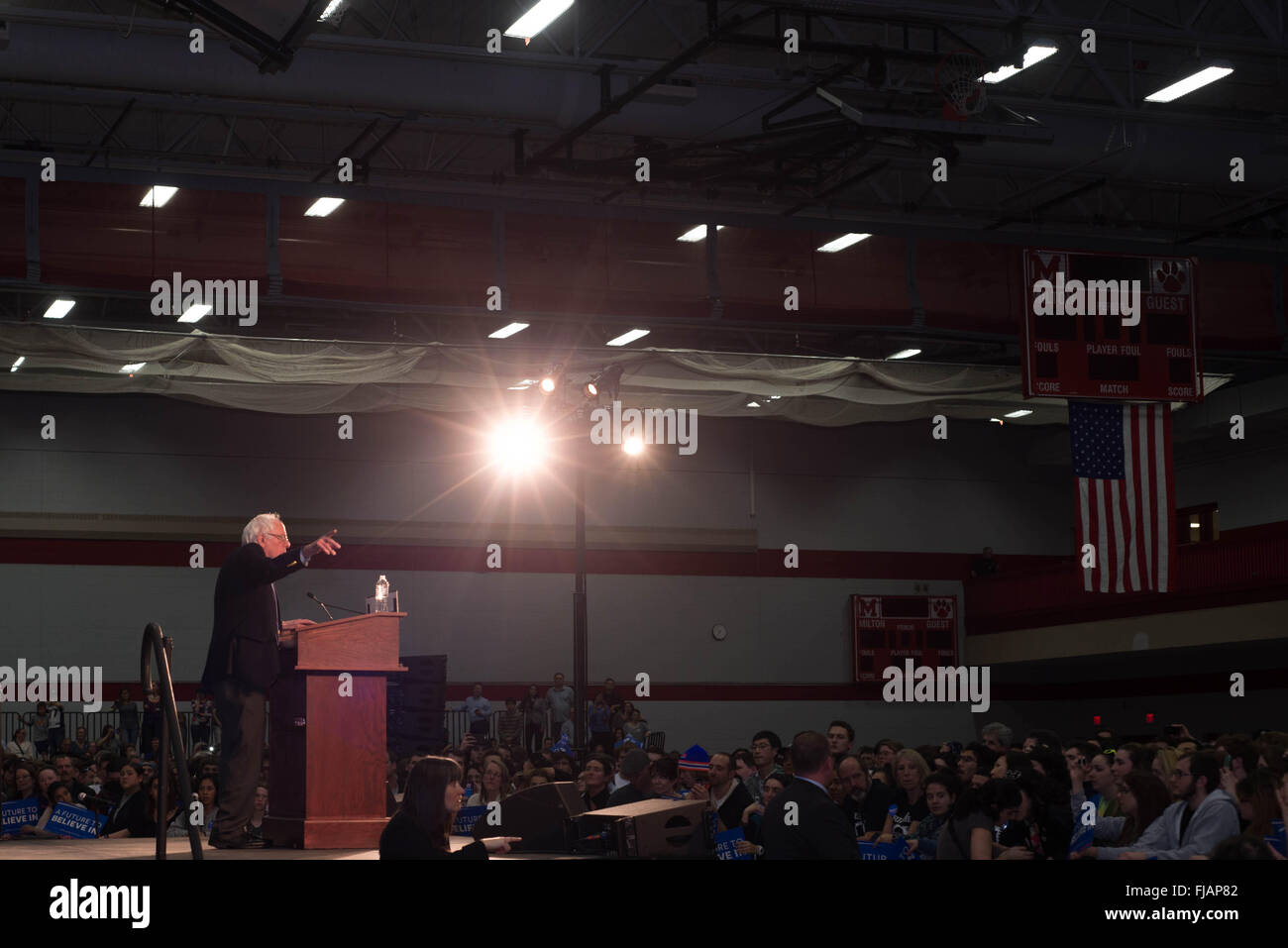 Milton, MA., USA. 29th February, 2016. Bernie Sanders at Rally in ...