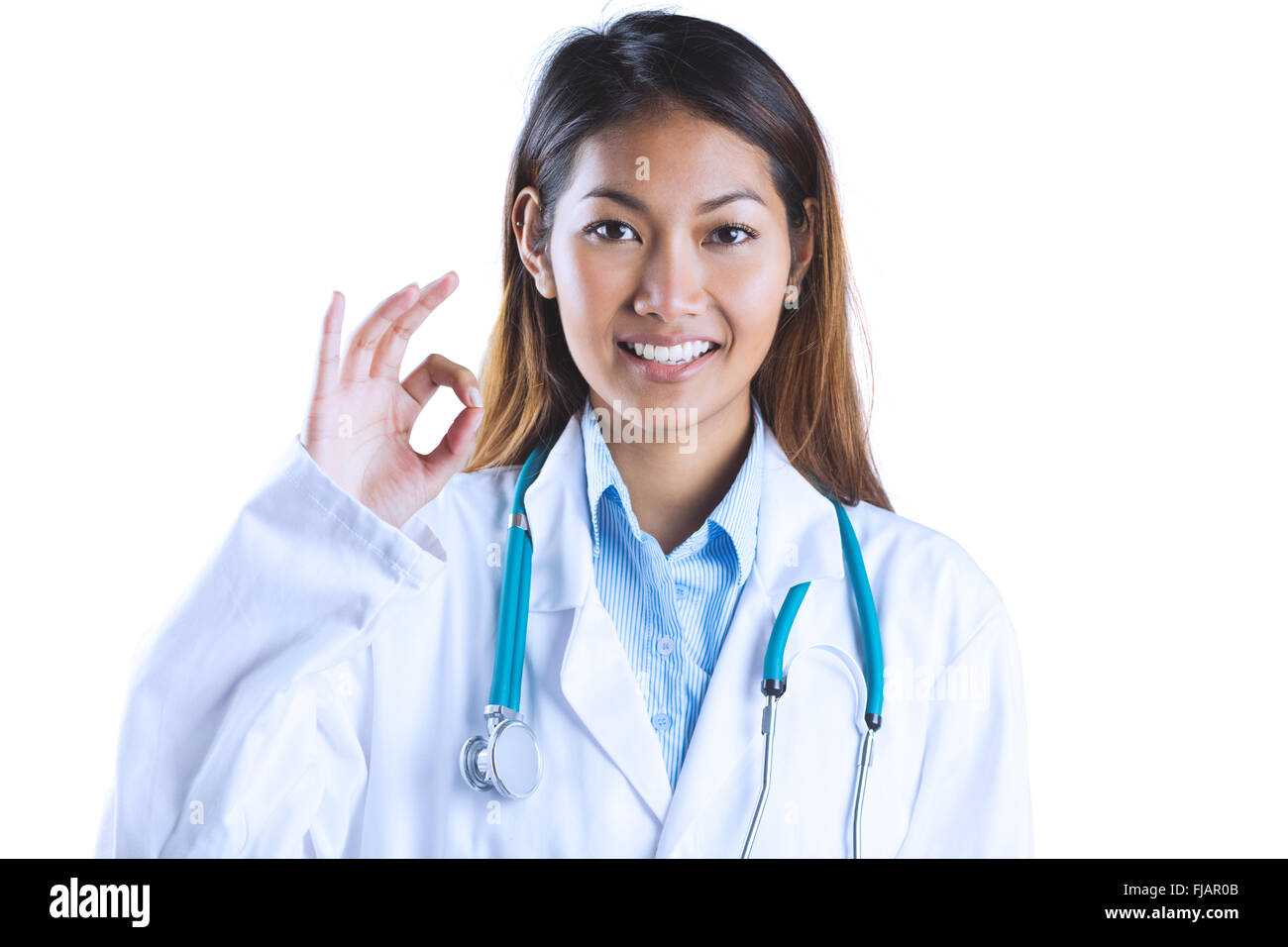 Asian doctor doing ok sign Stock Photo - Alamy