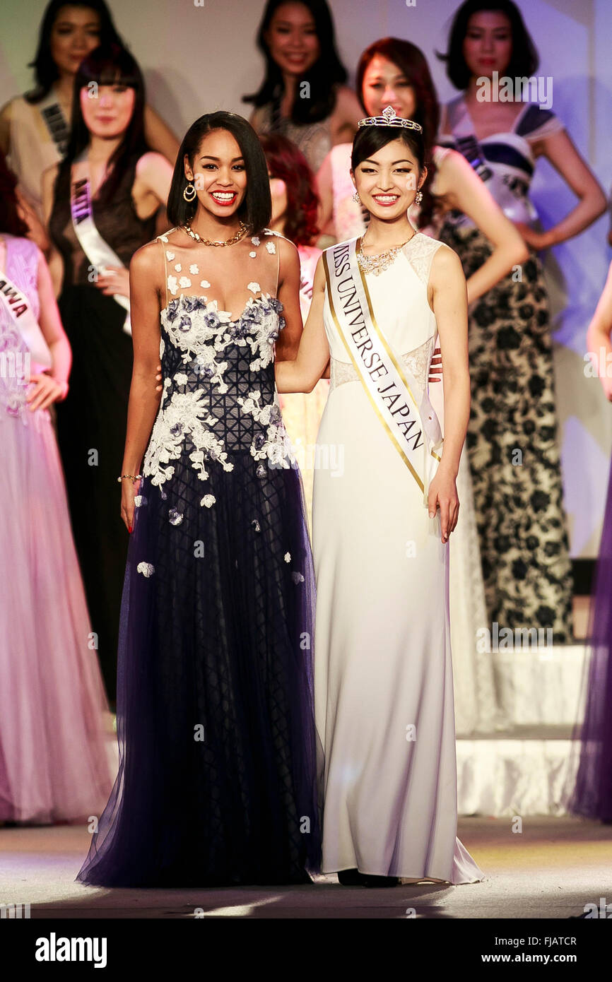 Tokyo, Japan. 1st March, 2016. (L to R) Miss Universe Japan 2015 Ariana ...
