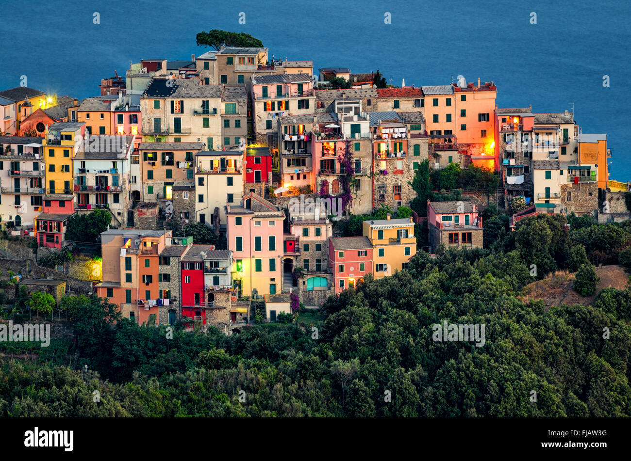 Corniglia (Cinque Terre Italy) at twilight Stock Photo: 97354868 - Alamy