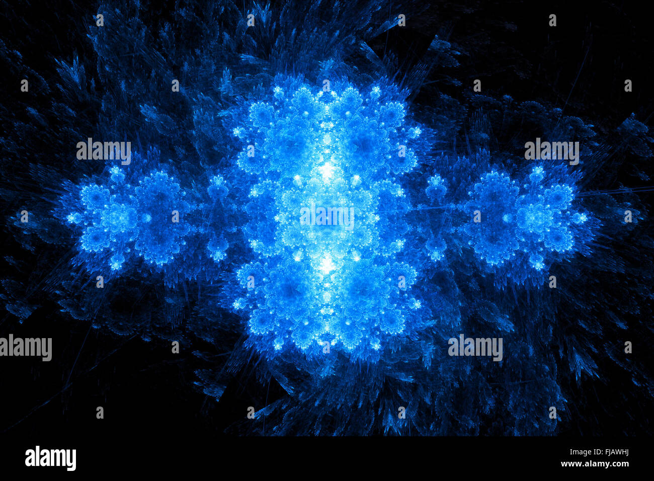 Abstract blue fractal crystal, computer generated background Stock ...