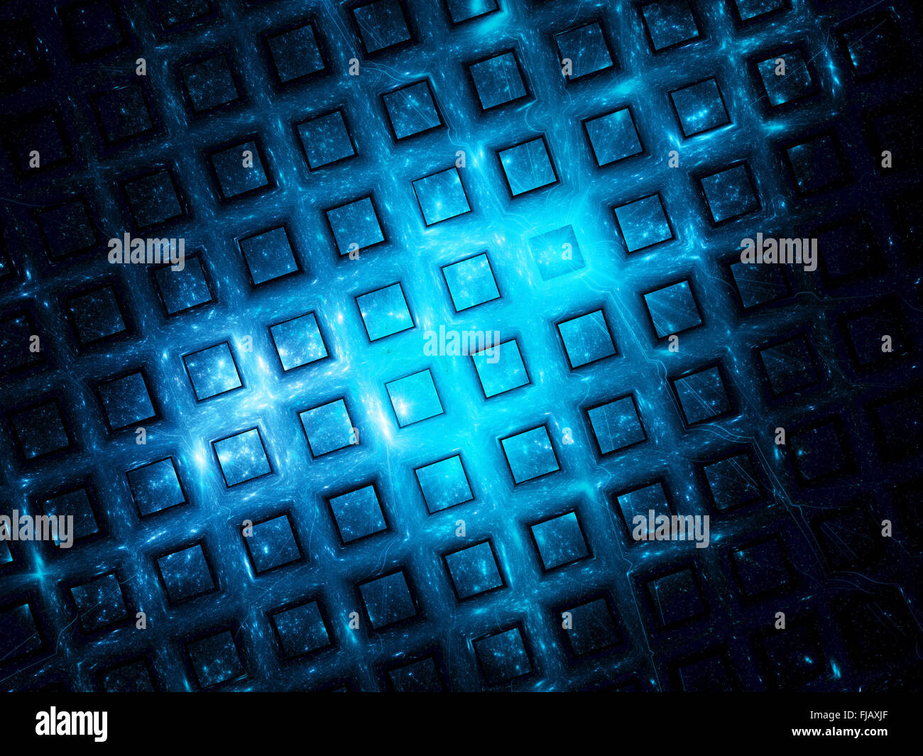 Blue grid in space, computer generated fractal background Stock Photo ...