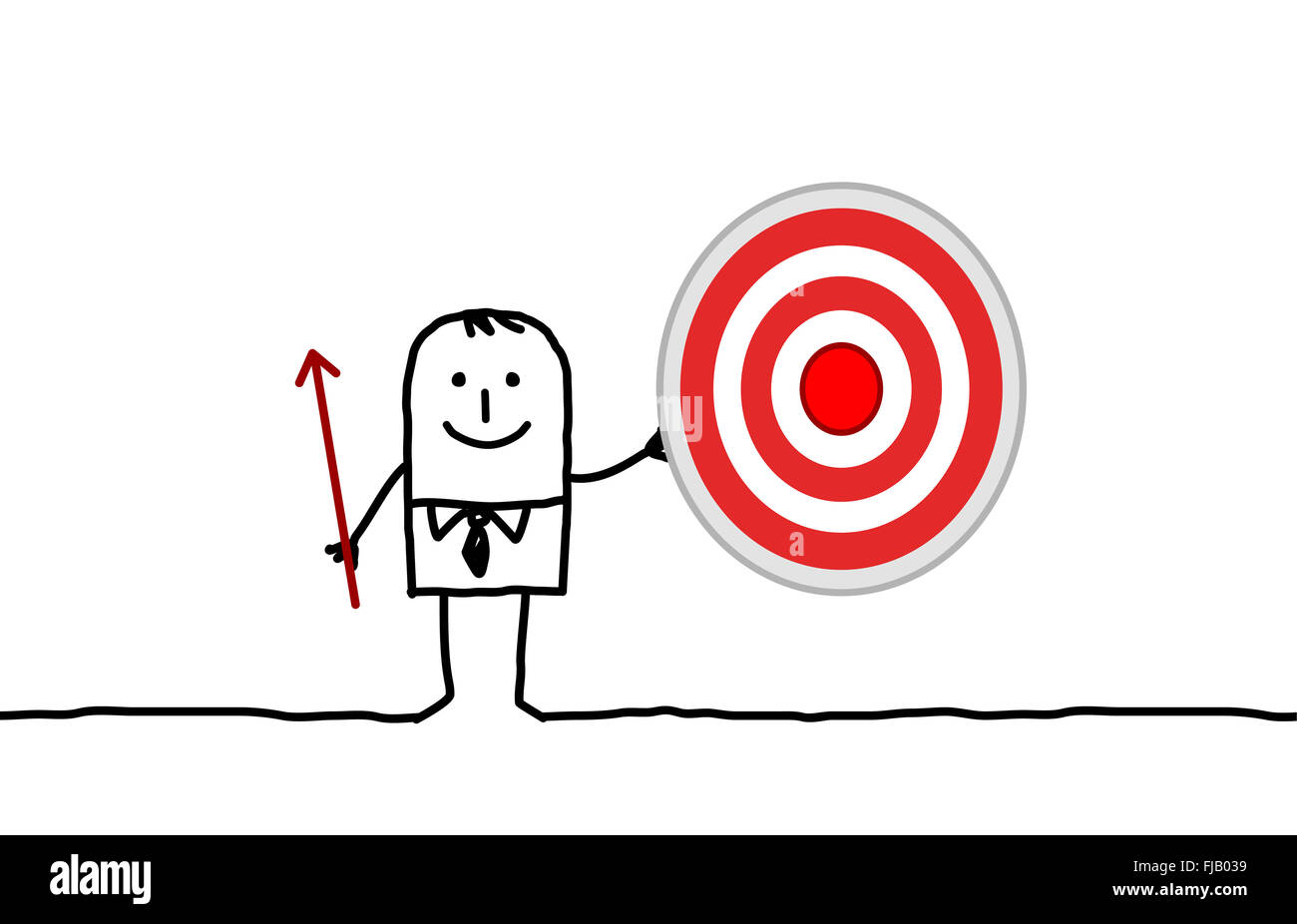 hand drawn cartoon character - businessman & target Stock Photo - Alamy