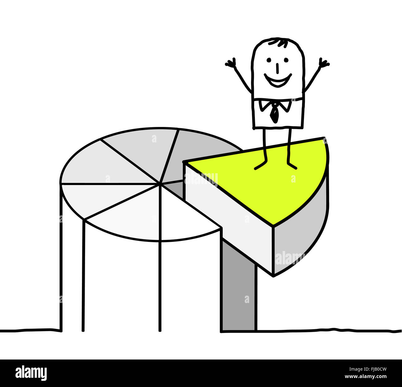 hand drawn cartoon characters - business and pie chart Stock Photo - Alamy